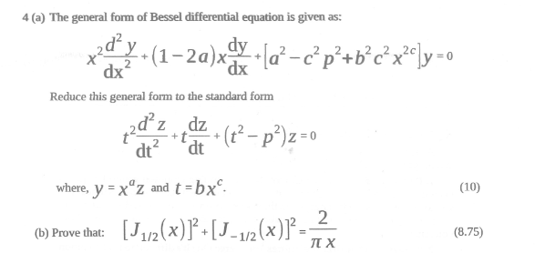 Solved 4(a) The general form of Bessel differential equation | Chegg.com