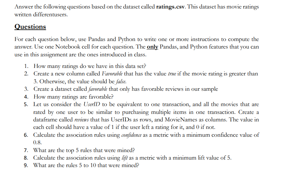 Solved Answer the following questions based on the dataset | Chegg.com