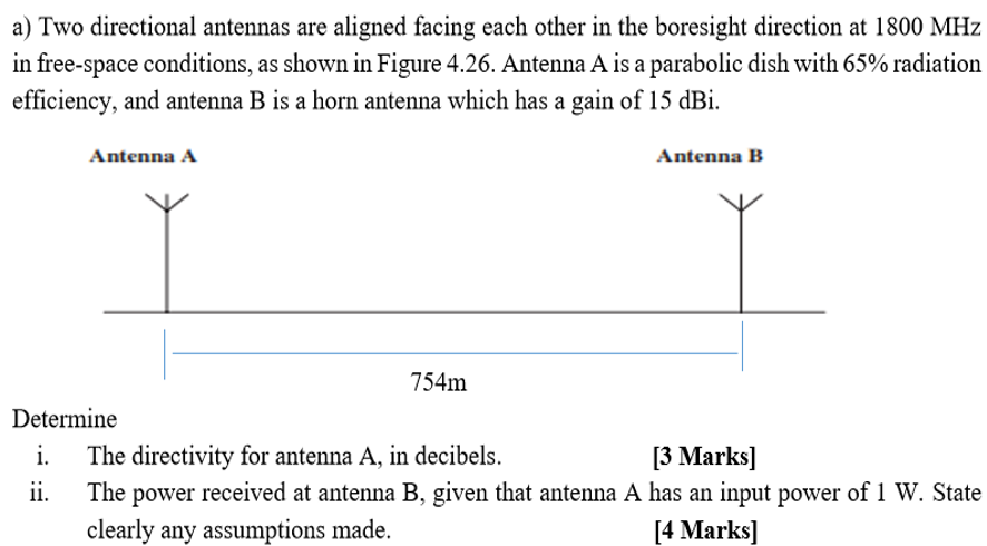 Solved a) Two directional antennas are aligned facing each | Chegg.com