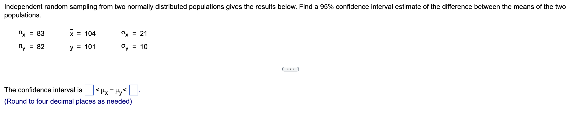 Solved Independent random sampling from two normally | Chegg.com