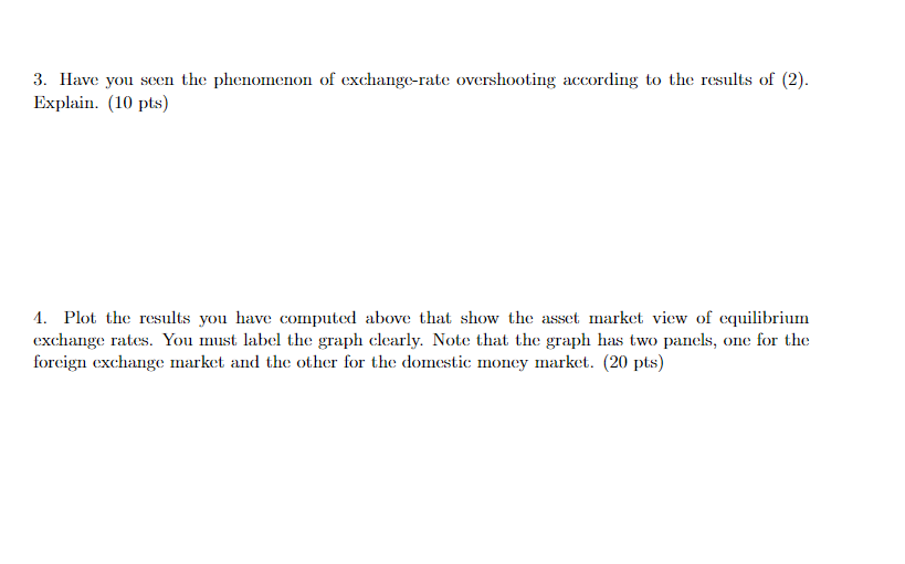 Problem. (100 Points) Under the asset market view, | Chegg.com
