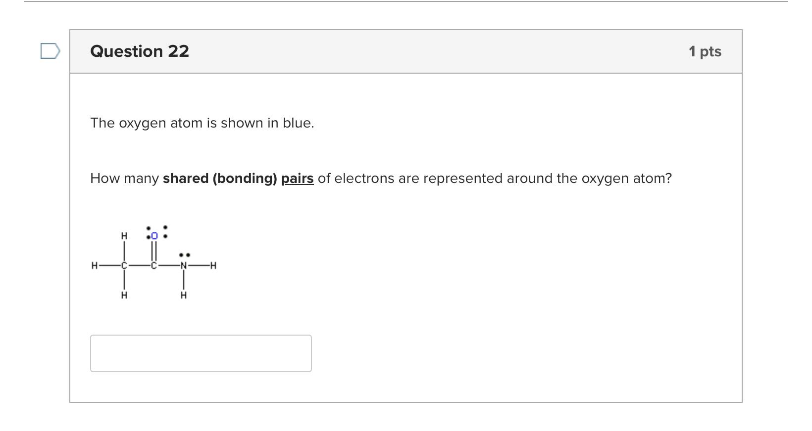 Solved The oxygen atom is shown in blue. How many shared | Chegg.com