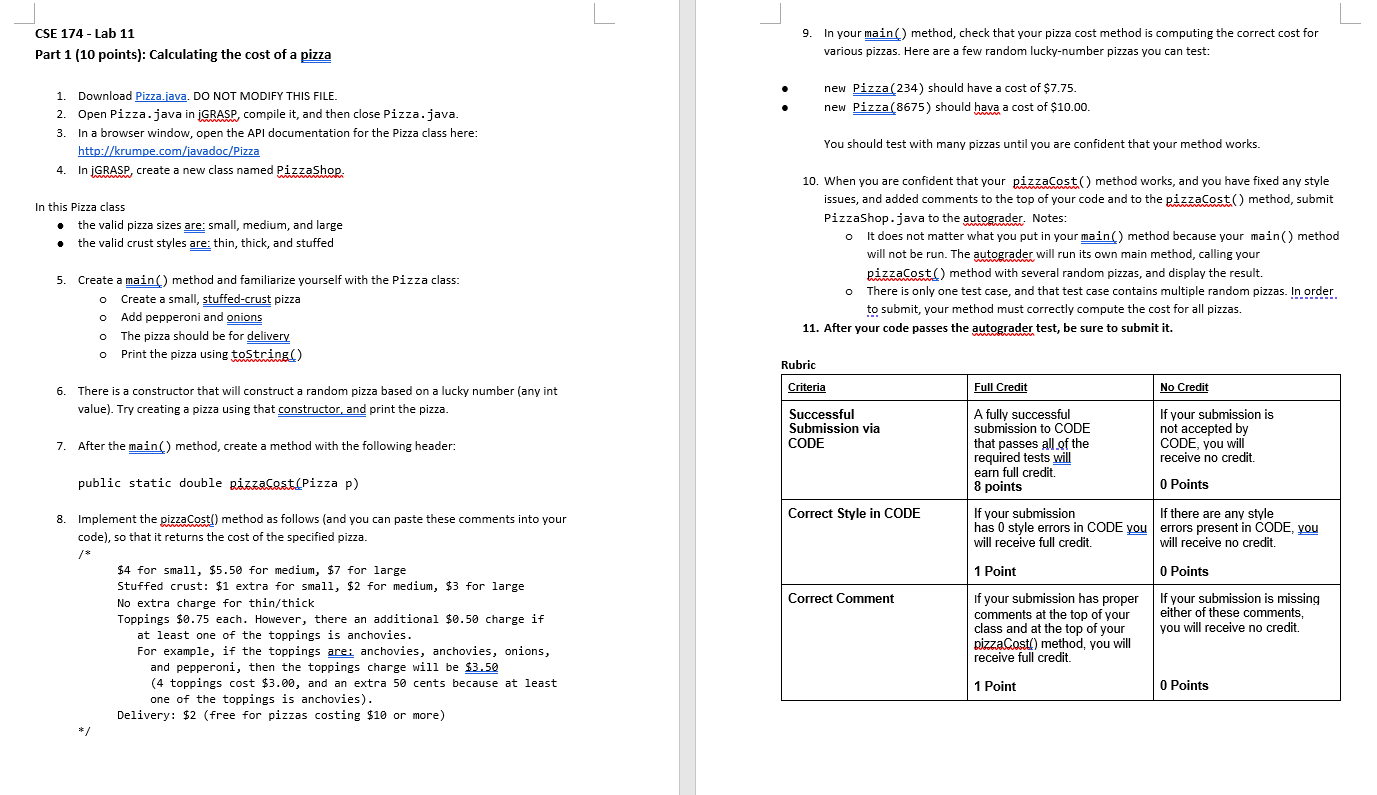 Solved Cse 174 Lab 11 Part 1 10 Points Calculating The