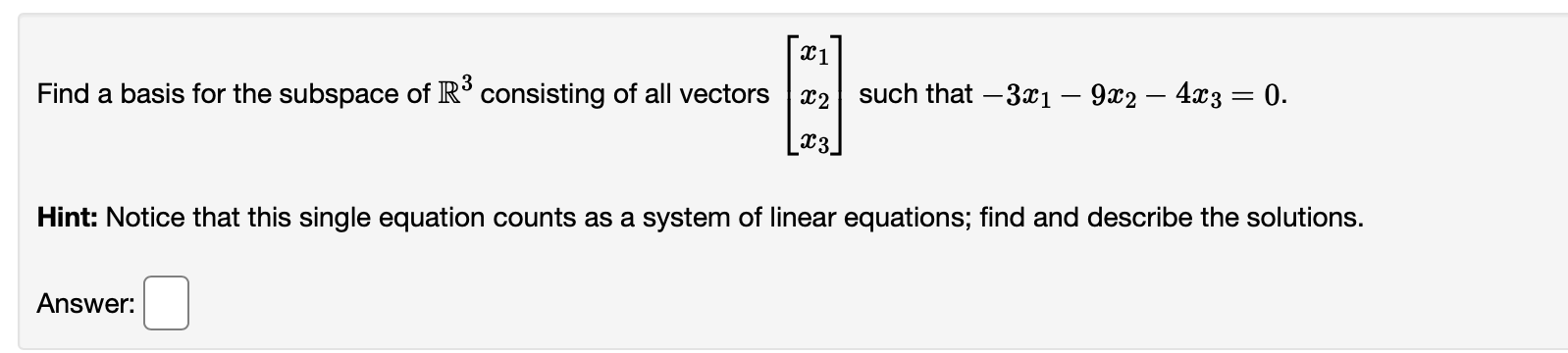 Solved Find a basis for the subspace of R3 consisting of all | Chegg.com