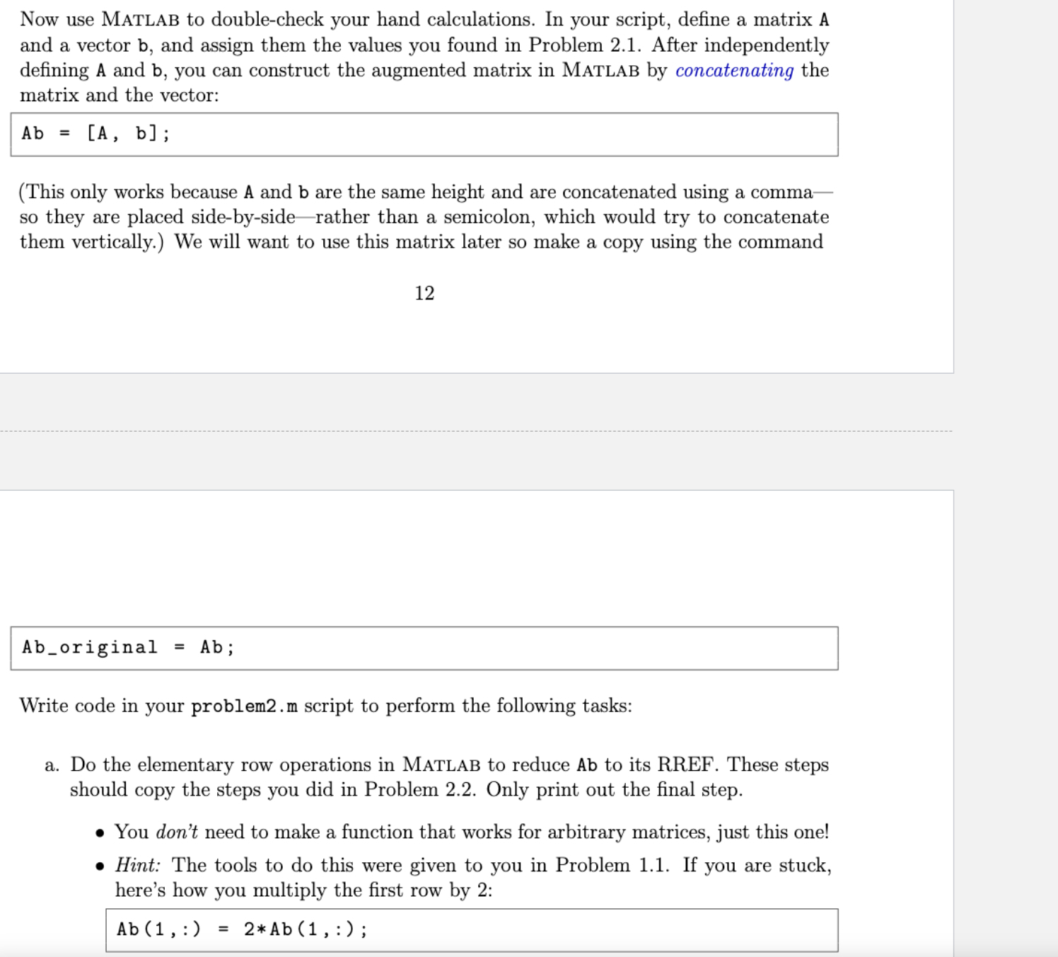 Solved Now use MATLAB to double-check your hand | Chegg.com