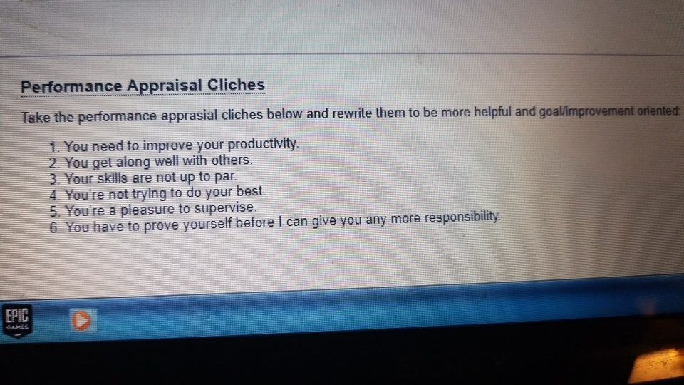 Solved Performance Appraisal Cliches Take the performance | Chegg.com