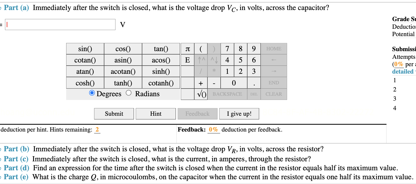 Solved (14\%) Problem 1: A capacitor with a capacitance of | Chegg.com