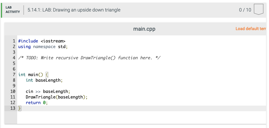 Solved 514 Lab Drawing An Upside Down Triangle Write A 