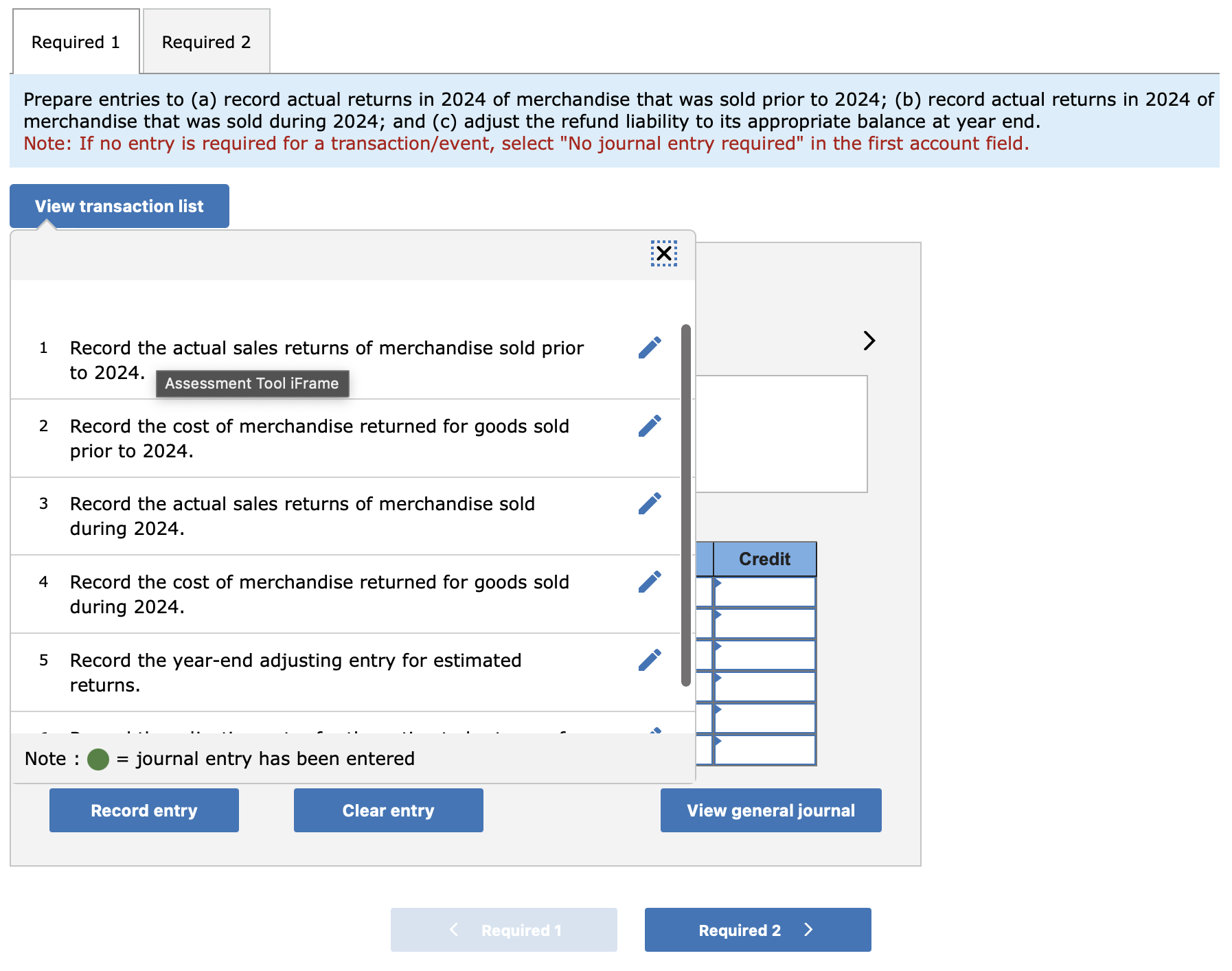 Solved Prepare entries to (a) record actual returns in 2024 | Chegg.com