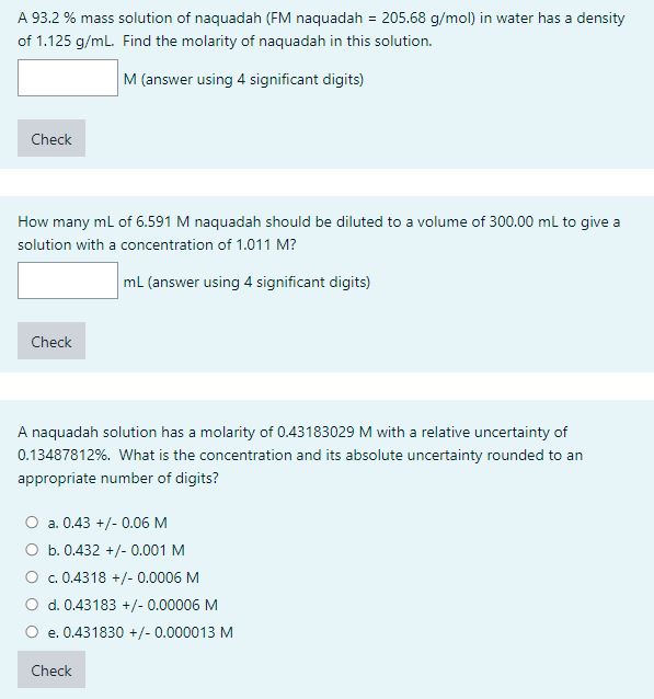 Solved A 93.2% mass solution of naquadah ( FM naquadah | Chegg.com