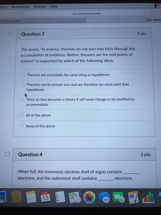 Solved story Bookmarks Window Help uvu.instructure.com Quíz: | Chegg.com