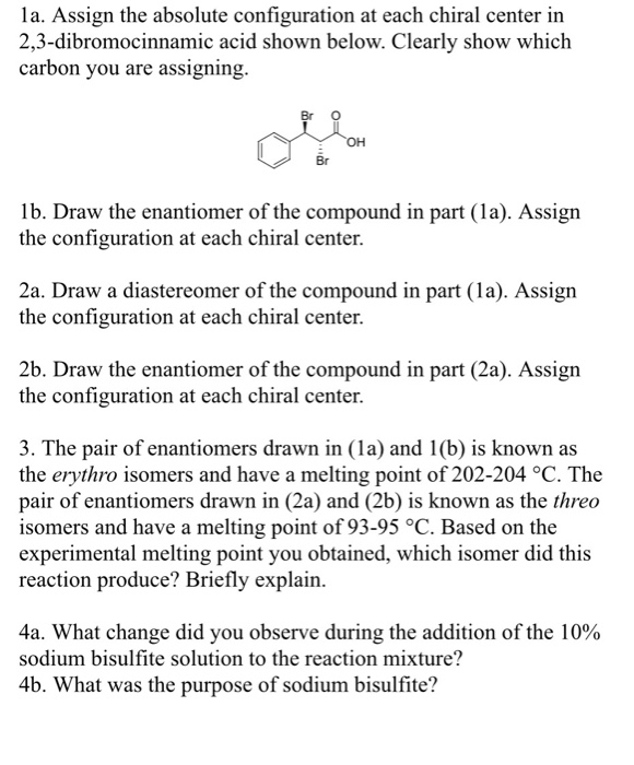 la. Assign the absolute configuration at each chiral | Chegg.com