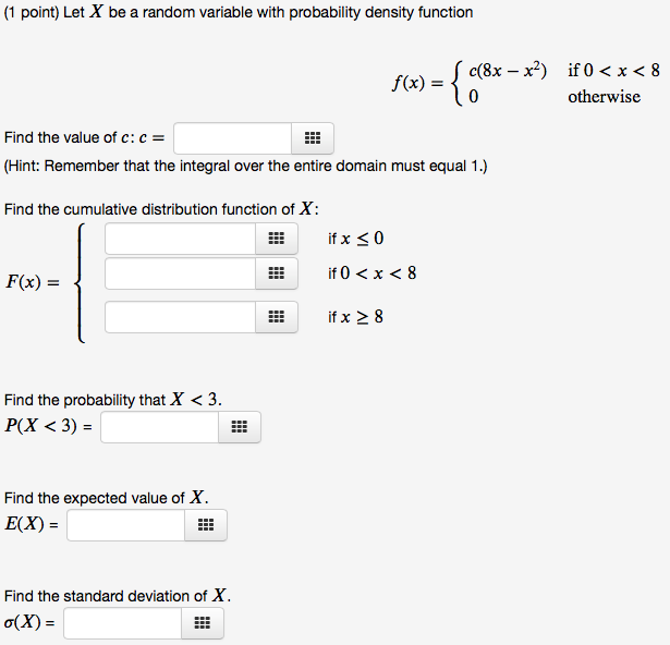 Solved (1 point) Let X be a random variable with probability | Chegg.com