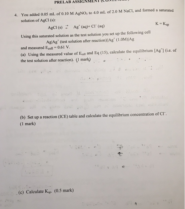 Solved PRELAB ASSIGNMENT (CO 4. You added 0.05 mL of 0.10 M | Chegg.com