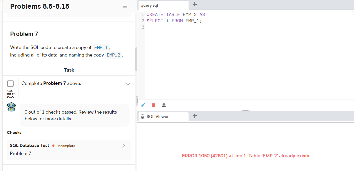 Solved 1 UPDATE EMP_2 Problem 9 SET EMP_PCT =3.85 WHERE | Chegg.com