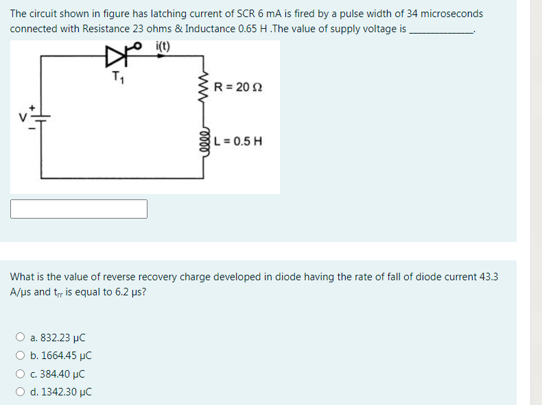 Solved The circuit shown in figure has latching current of | Chegg.com