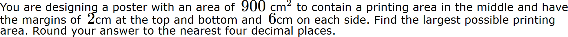 solved-you-are-designing-a-poster-with-an-area-of-900-cm2-to-chegg