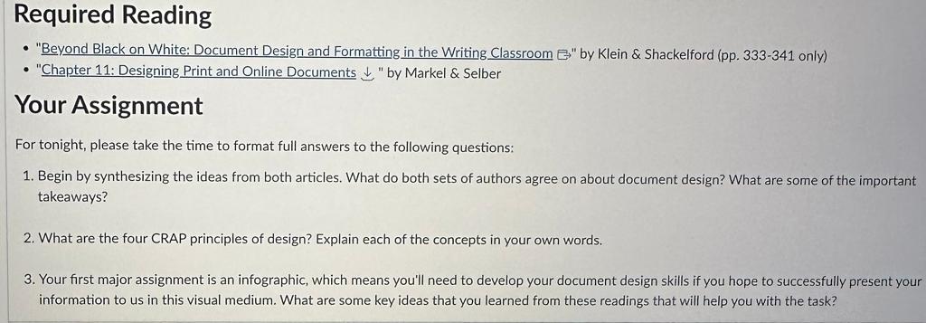 Required Reading - "Beyond Black on White: Document | Chegg.com