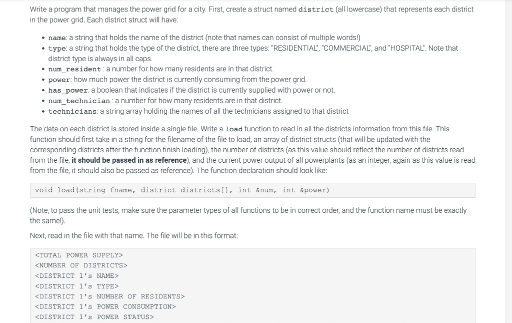 Solved Write a program that manages the power grid for a | Chegg.com