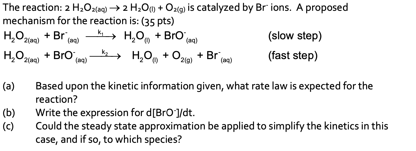 Solved The reaction: 2 H2O2(aq) + 2 H2O(1) + O2(g) is | Chegg.com