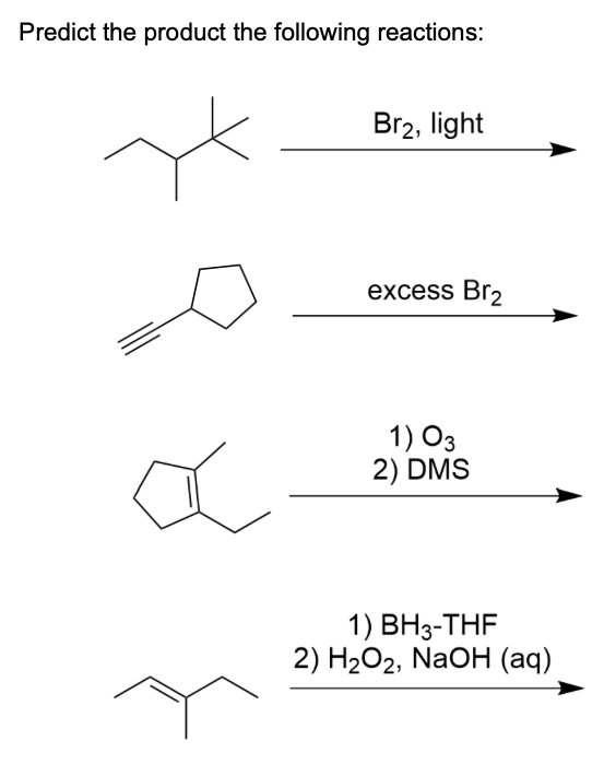 Solved Predict the product the following reactions: Br2, | Chegg.com