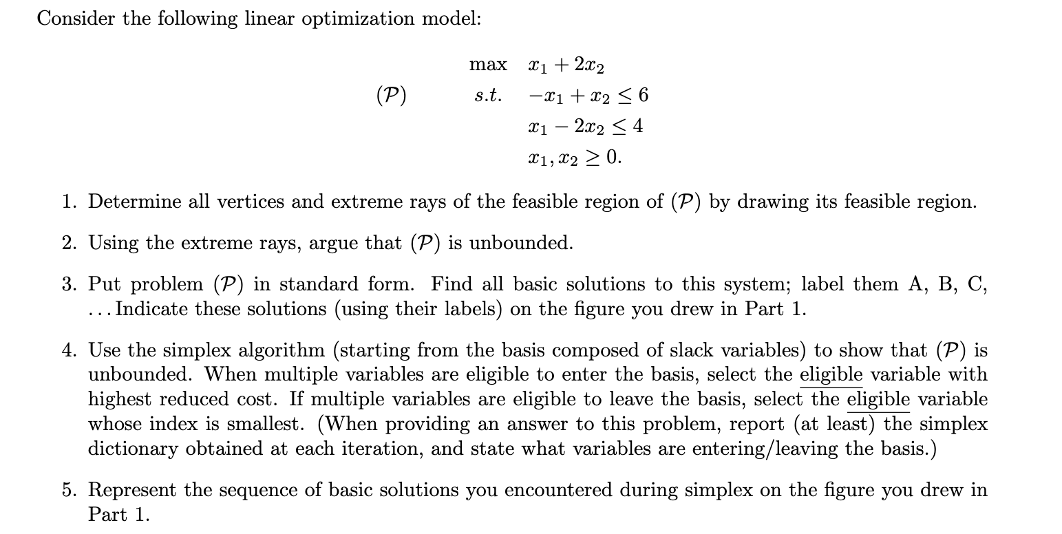 Solved Determine all vertices and extreme rays of the | Chegg.com