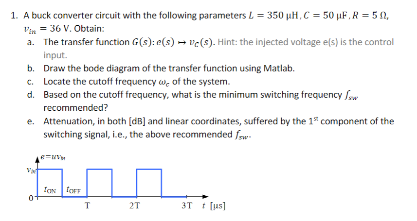 Solved A buck converter circuit with the following | Chegg.com