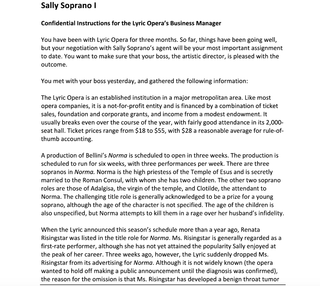 Agents representing Lyric Opera, OVERVIEW: The | Chegg.com