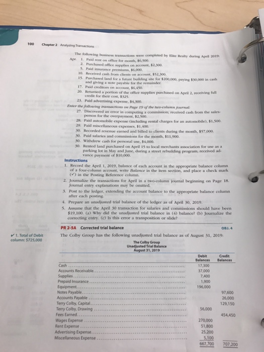 Solved 100 Chapter 2 Analyzing Transactions The Following Chegg