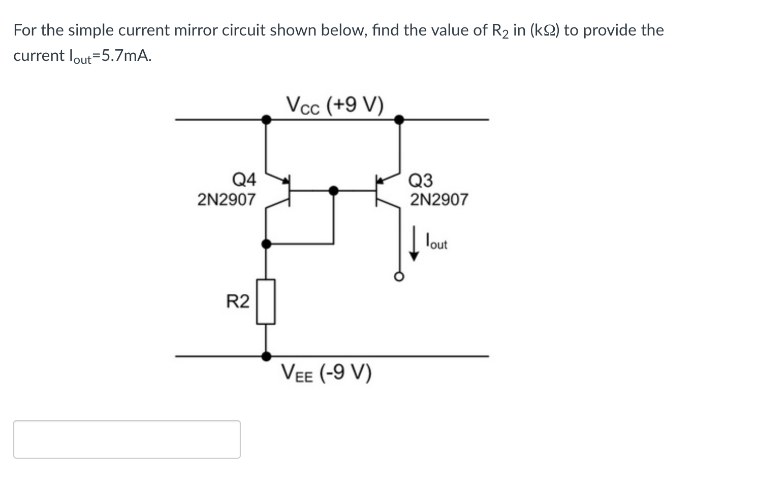 Solved For the simple current mirror circuit shown below, | Chegg.com