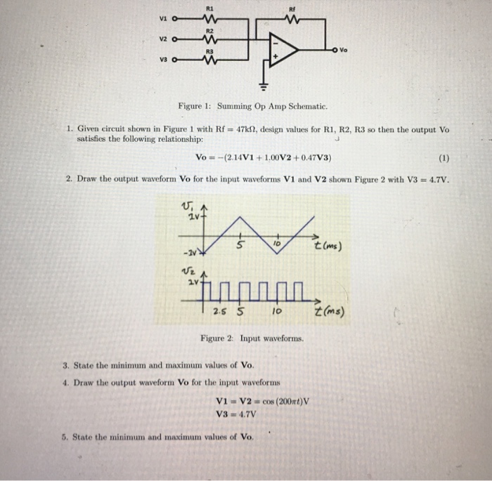 Solved Given circuit shown in Figure 1 with Rf = 47k omega, | Chegg.com