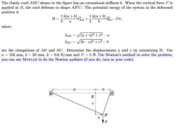 The elastic cord ABC shown in the figure has an | Chegg.com