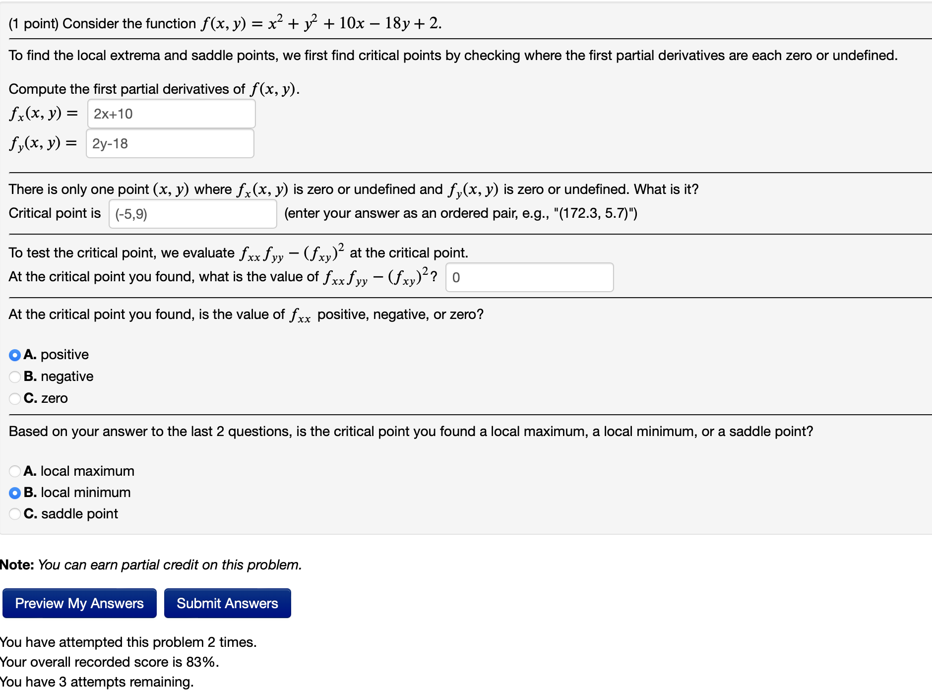 Solved (1 point) Consider the function | Chegg.com