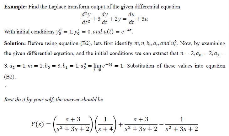 Solved Example: Find the Laplace transform output of the | Chegg.com