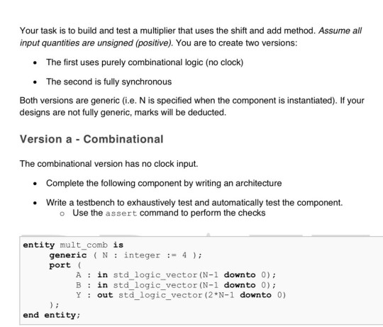 2. VHDL Task 02 - N-bit binary multiplier Your task | Chegg.com