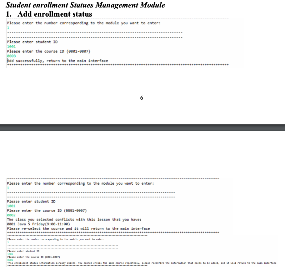 Student course enrollment management module The | Chegg.com
