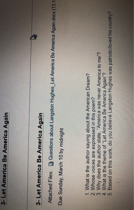 3- Let America Be America Again 3- Let America Be | Chegg.com