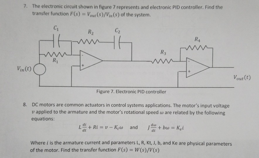 Solved The electronic circuit shown in figure 7 represents | Chegg.com