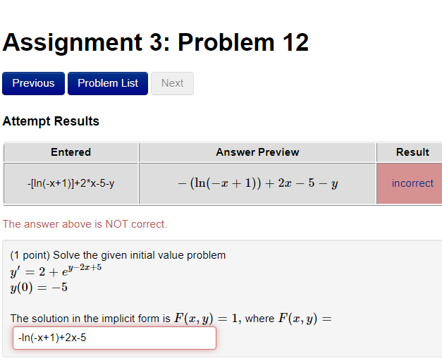 Solved Assignment 3: Problem 12 Previous Problem List Next | Chegg.com