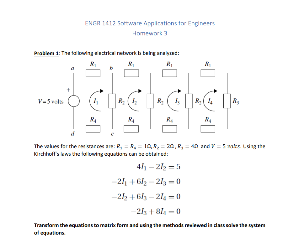 Solved ENGR 1412 Software Applications for Engineers | Chegg.com