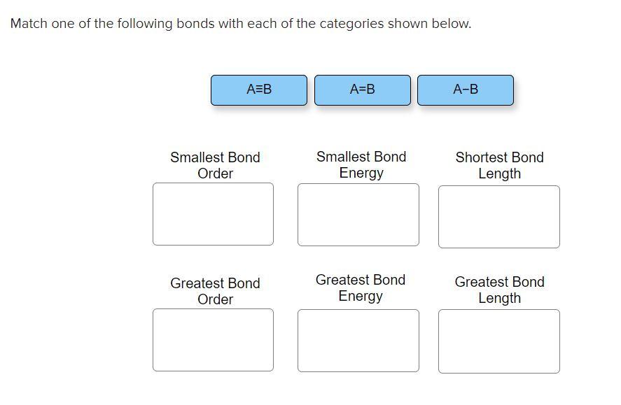 Solved Match one of the following bonds with each of the | Chegg.com