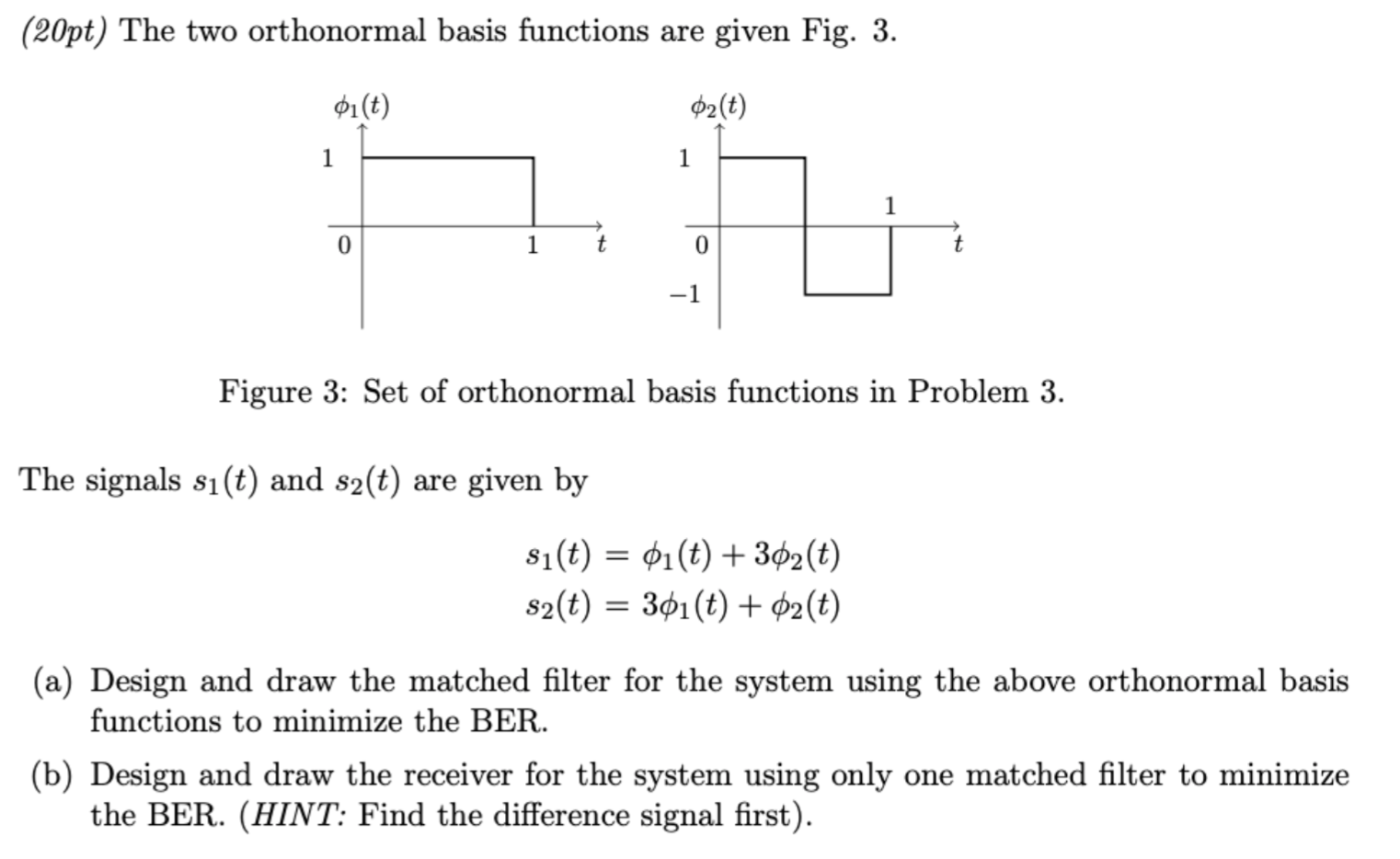 Solved (20pt) The two orthonormal basis functions are given | Chegg.com