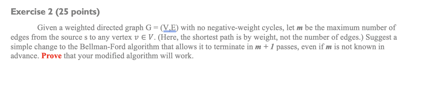 Solved Exercise 2 (25 points) Given a weighted directed | Chegg.com