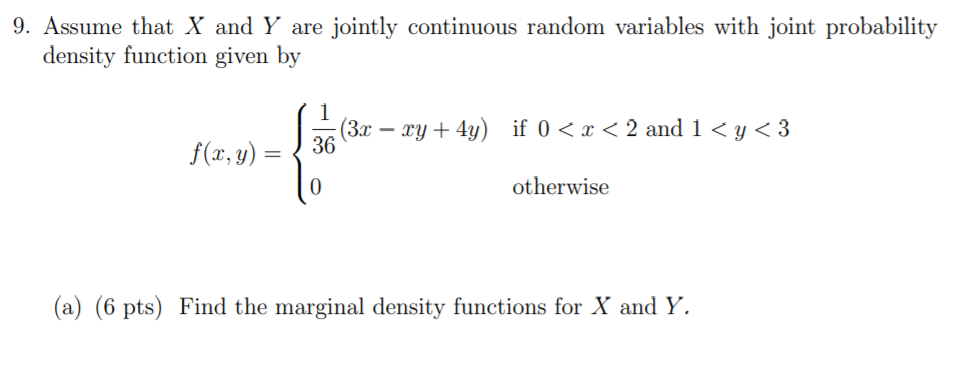 Solved 9. Assume that X and Y are jointly continuous random | Chegg.com