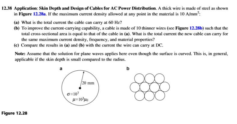Solved 12.38 Application: Skin Depth and Design of Cables | Chegg.com