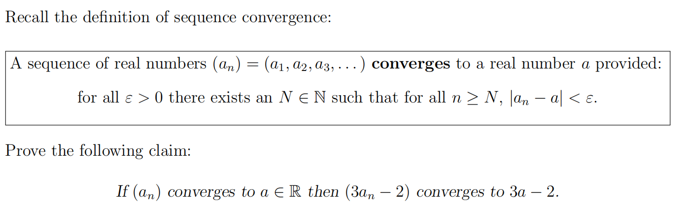 Solved Recall the definition of sequence convergence: A | Chegg.com