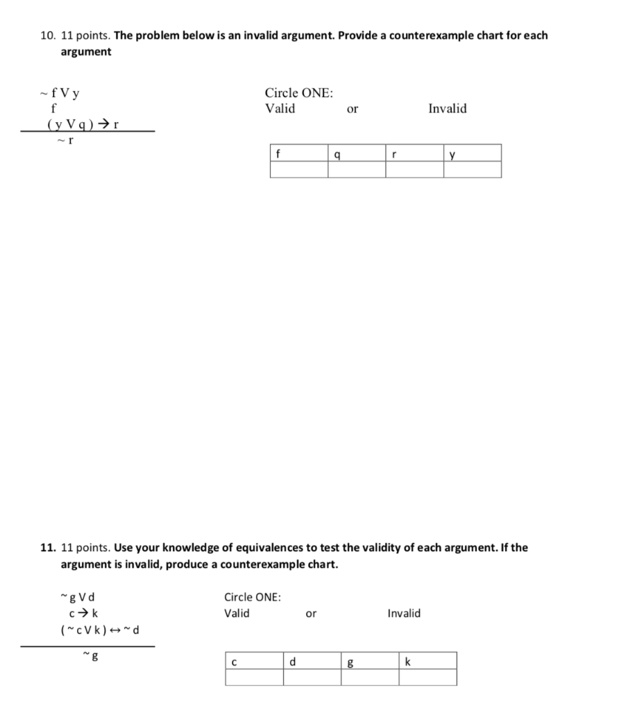 Solved 10. 11 points. The problem below is an invalid | Chegg.com