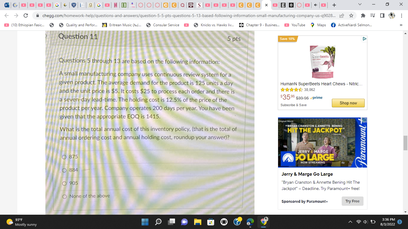 Solved Questions 5 through 13 are based on the following | Chegg.com