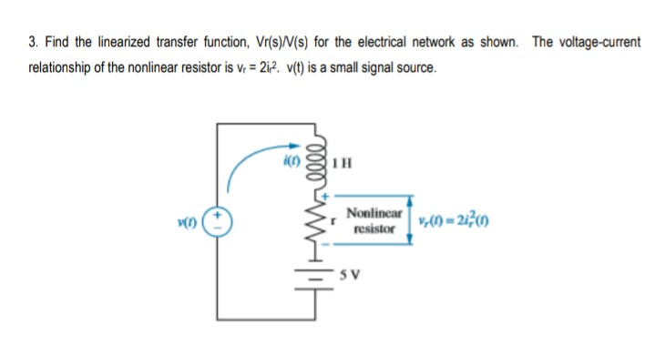 Solved The voltage-current 3. Find the linearized transfer | Chegg.com