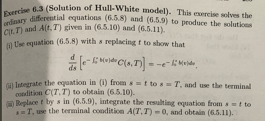 Exercise 6.3 (Solution of Hull-White model). This | Chegg.com